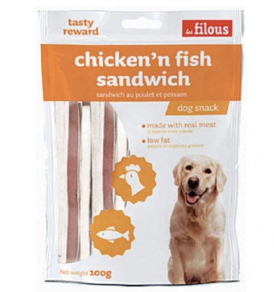 Buy Les Filous Chicken 'n Fish Sandwich Dog Snack 100 g Online in Oman ...