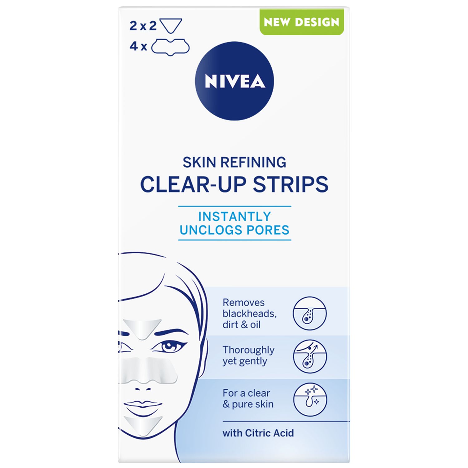 Buy NIVEA Face Strips, Skin Refining Clear-Up, Citrid Acid, 6 strips ...