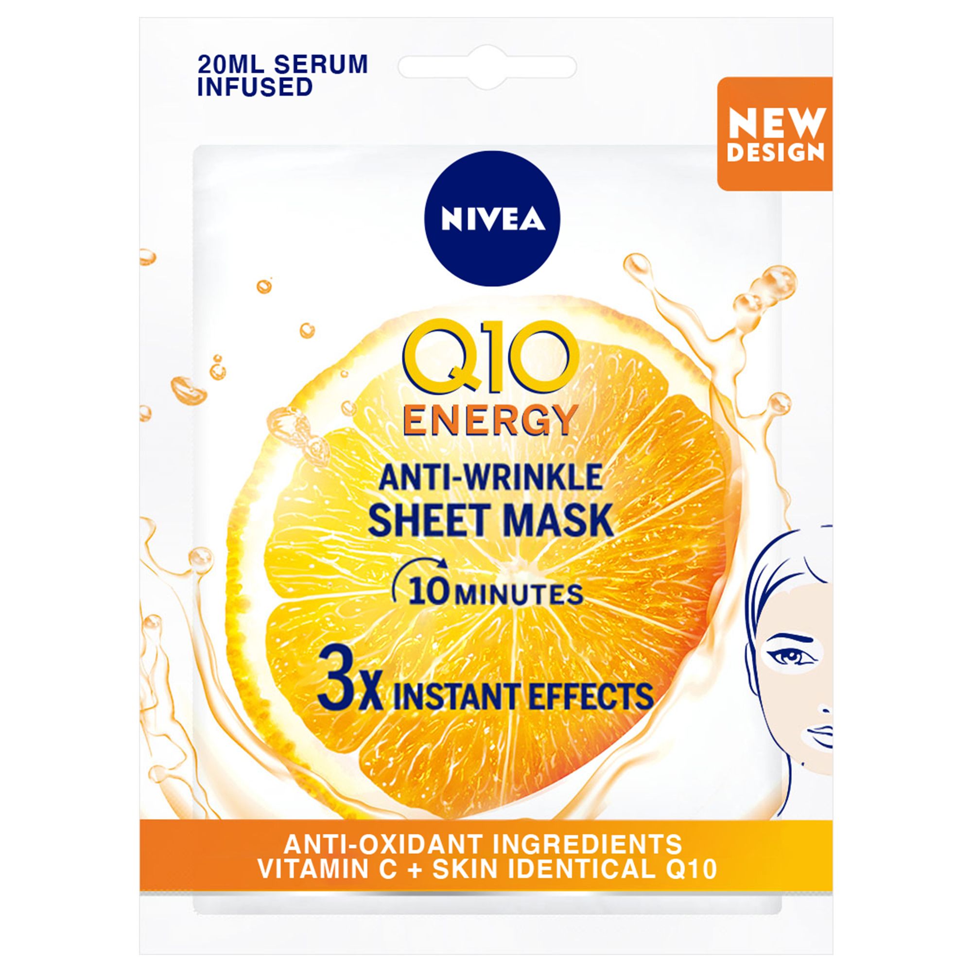 Buy NIVEA Face Sheet Mask, Q10 Plus C Anti-Wrinkle, Vitamin C, 1 Mask ...