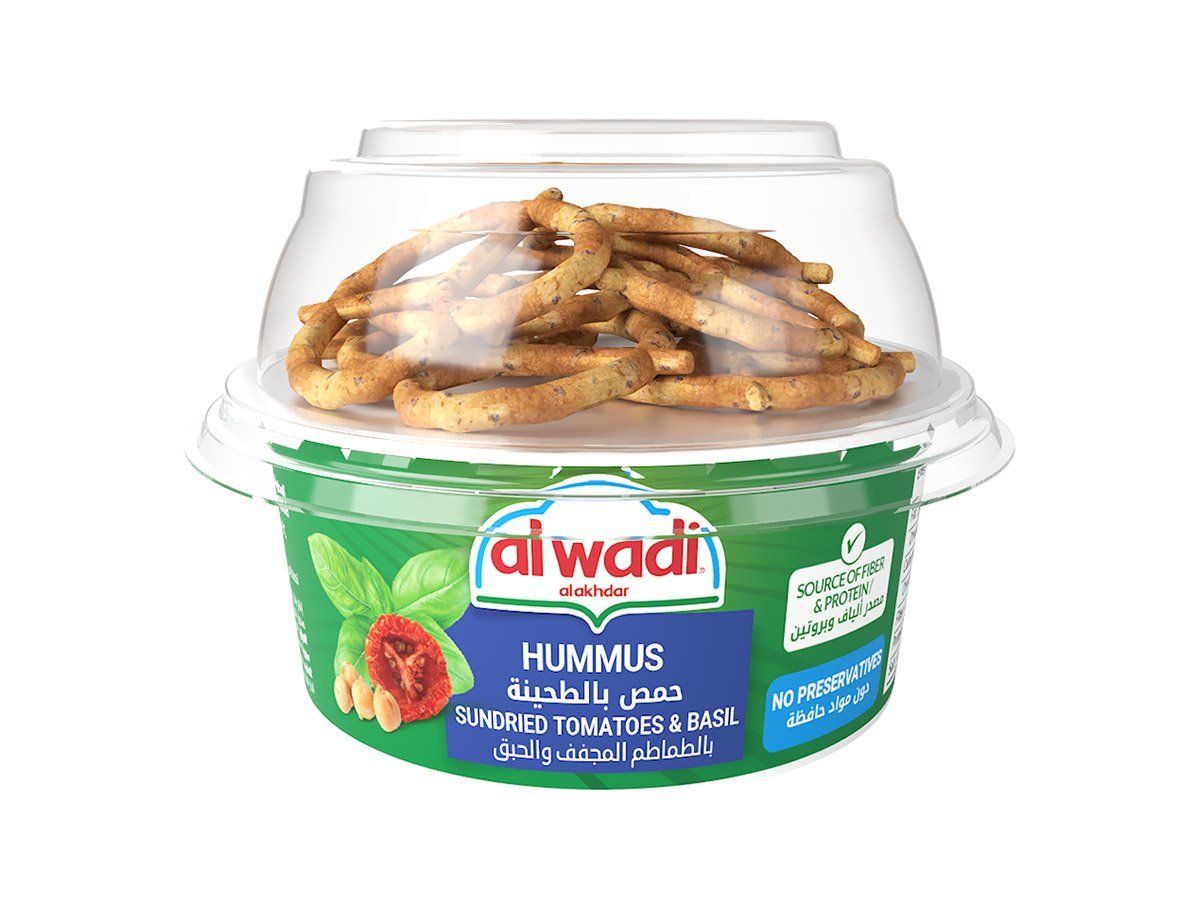 Buy Al Wad Chilled Hummus Tahina Sundried Tomatoes & Basil w/ Crackers ...