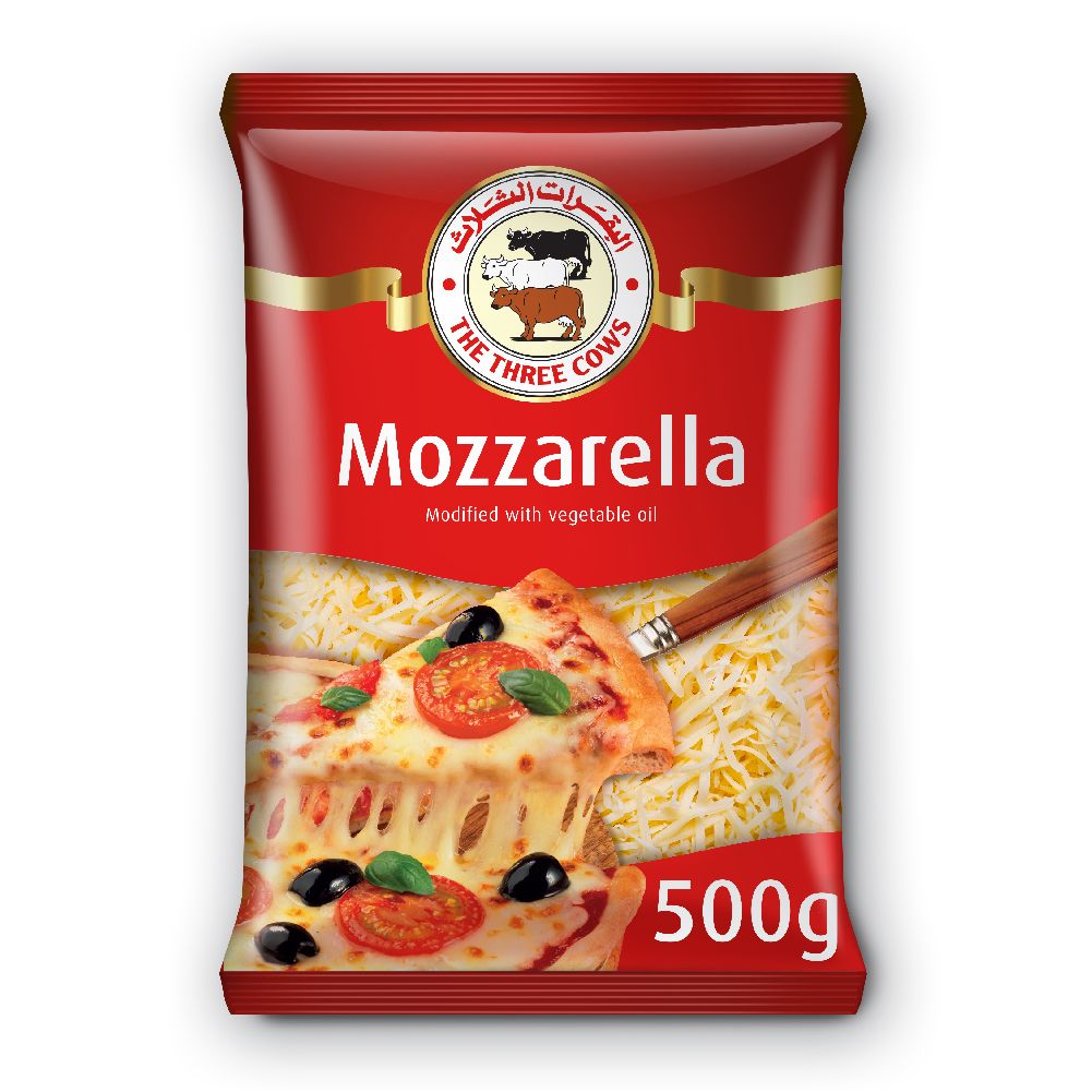 Buy The Three Cows Shredded Mozzarella Cheese 500g Online in Oman ...