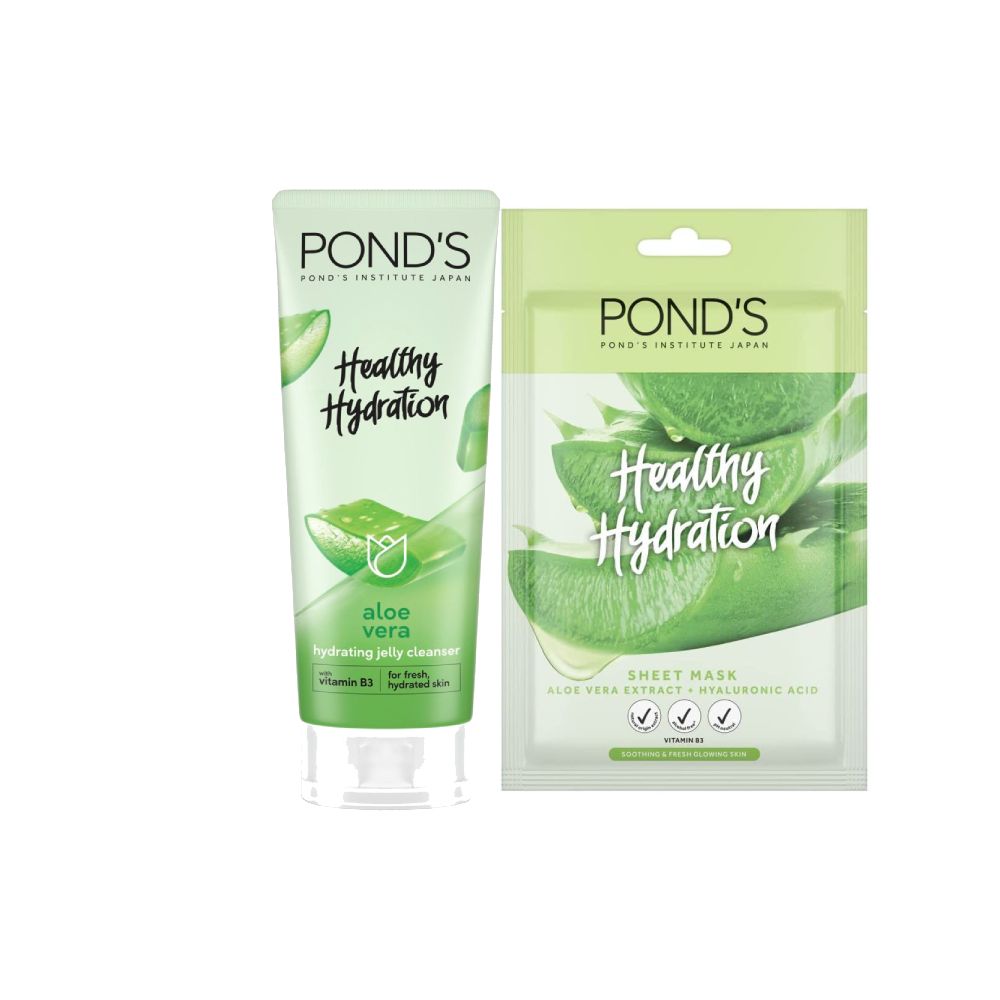 اشترِ Pond's Healthy Hydration Gel Facial Cleanser 100 ml + Sheet Mask ...