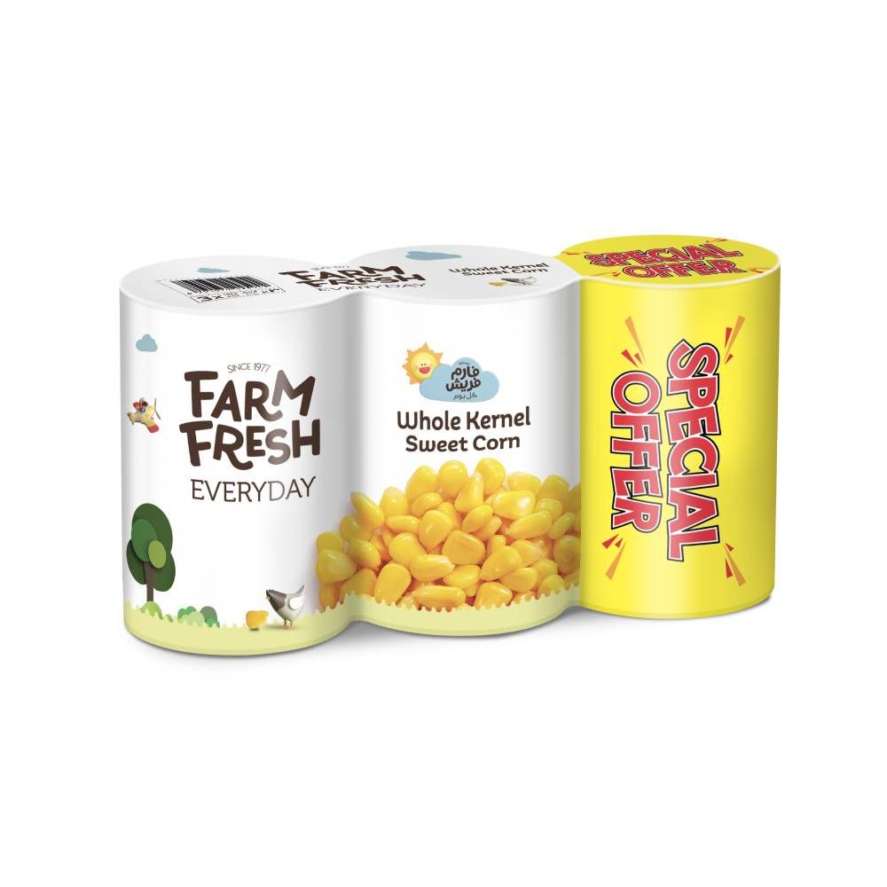 Buy Farm Fresh Whole Kernel Sweet Corn, 3x425g Online in UAE | Talabat UAE