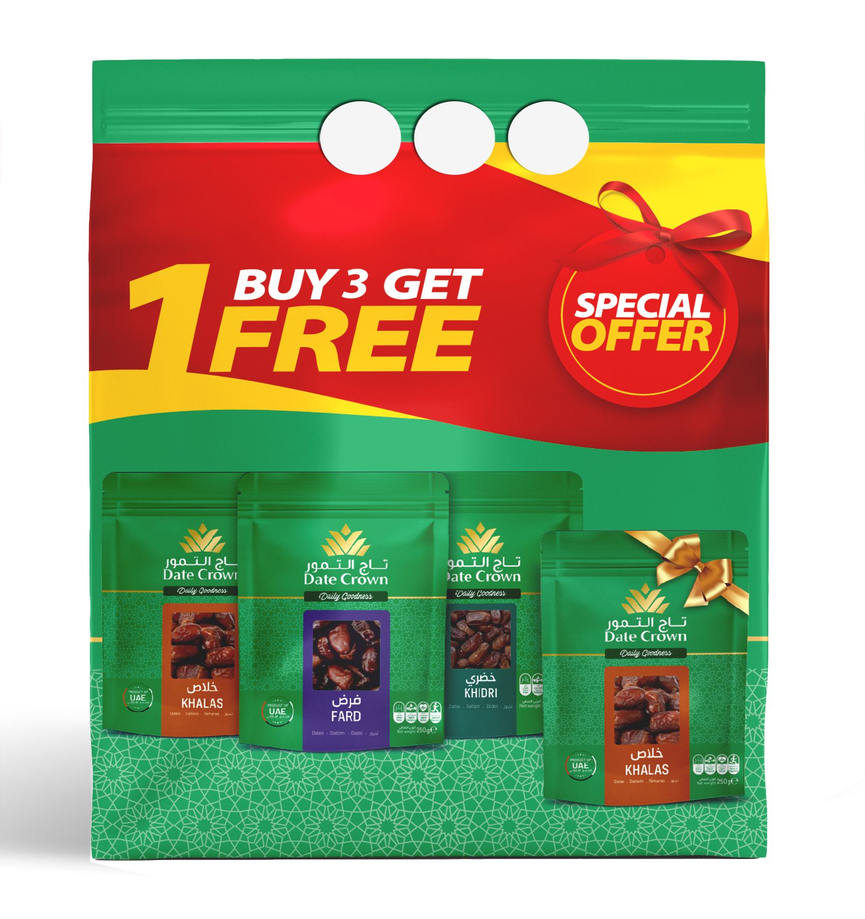 Buy Date Crown Assorted Dates, 4x250g Online in UAE | Talabat UAE