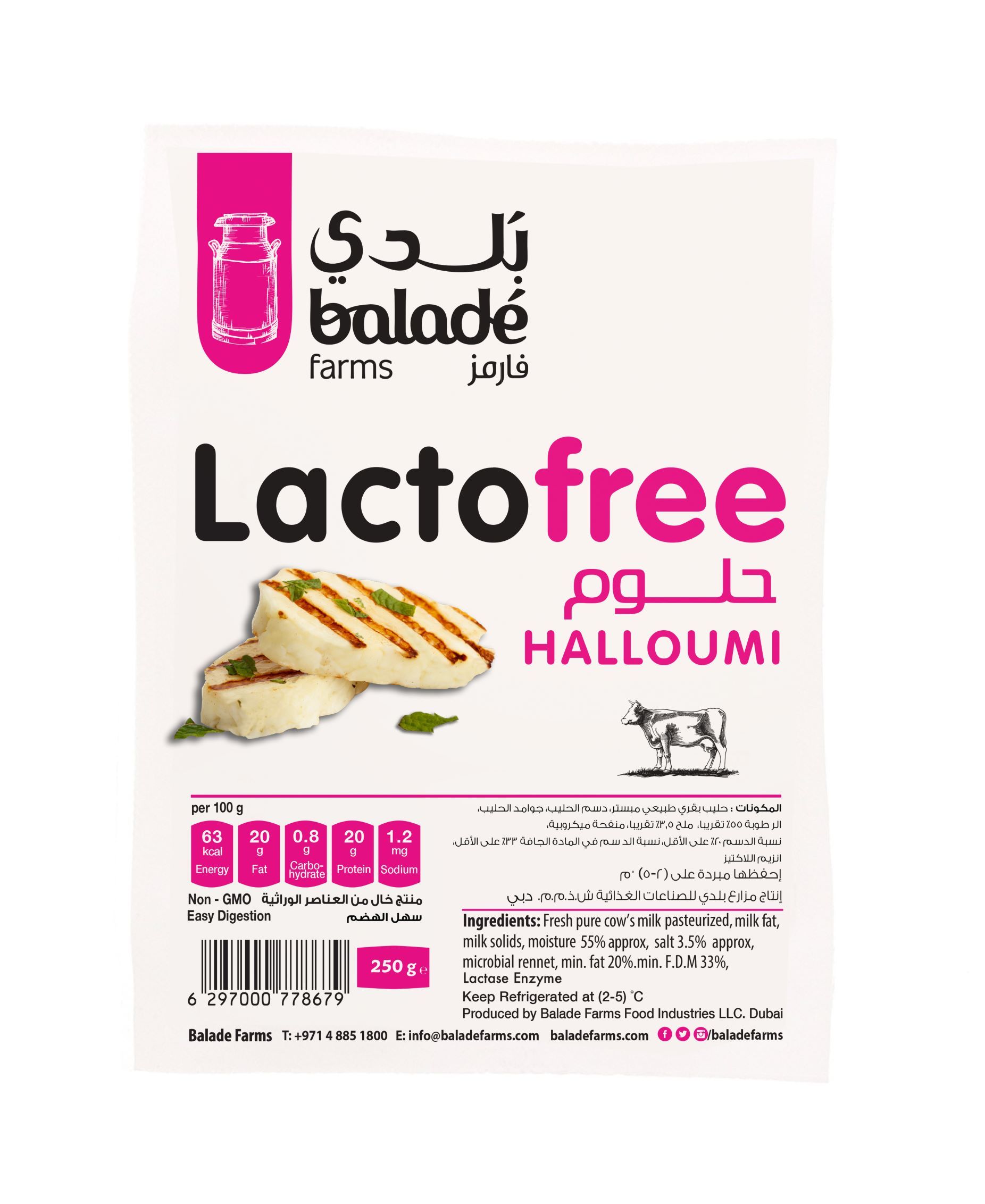 Buy Balade Lacto-Free Halloumi Cheese, 250g Online in Oman | Talabat Oman