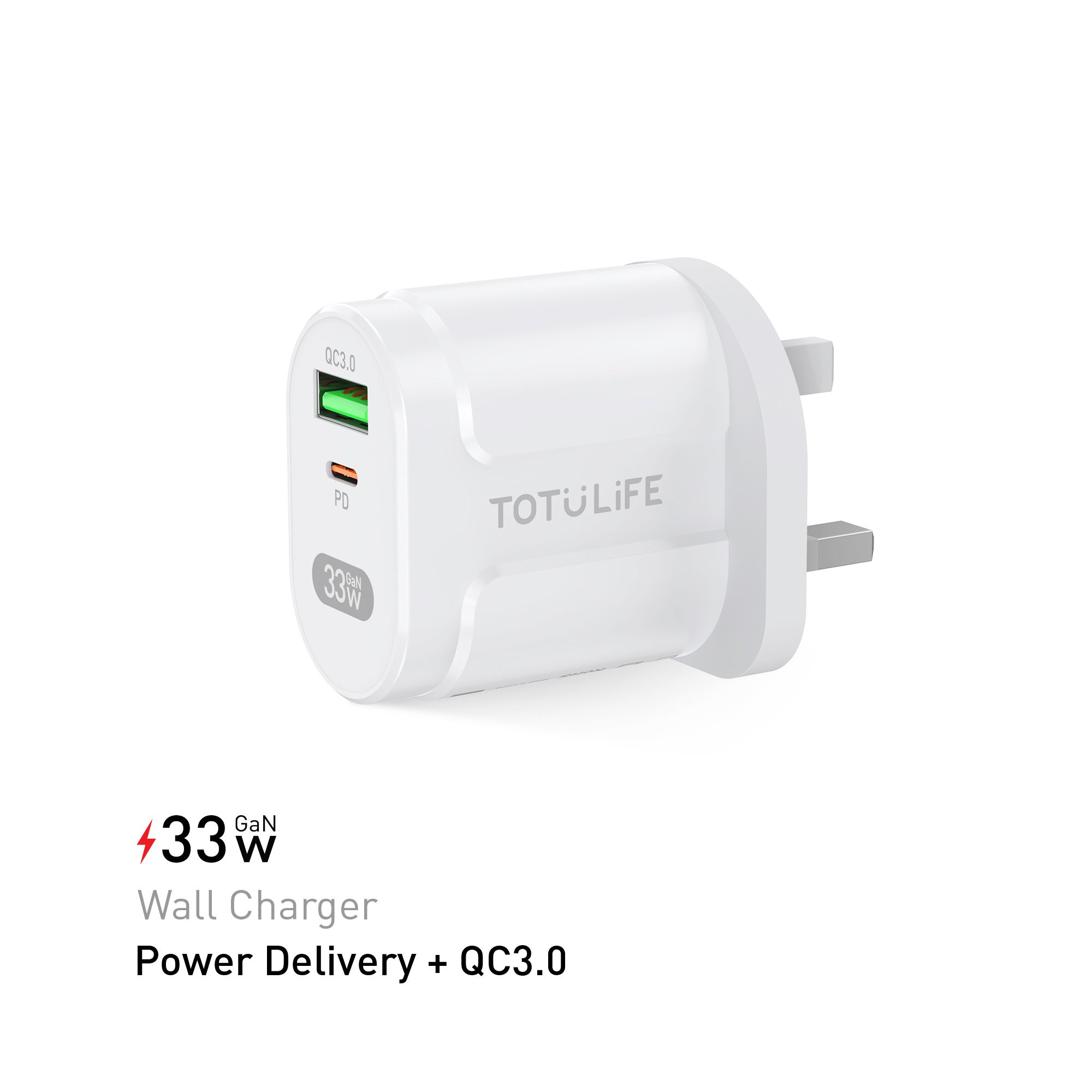 Buy Totulife Pure Series Wall Charger PD 33W + Quick Charge - White Online in UAE | Talabat UAE