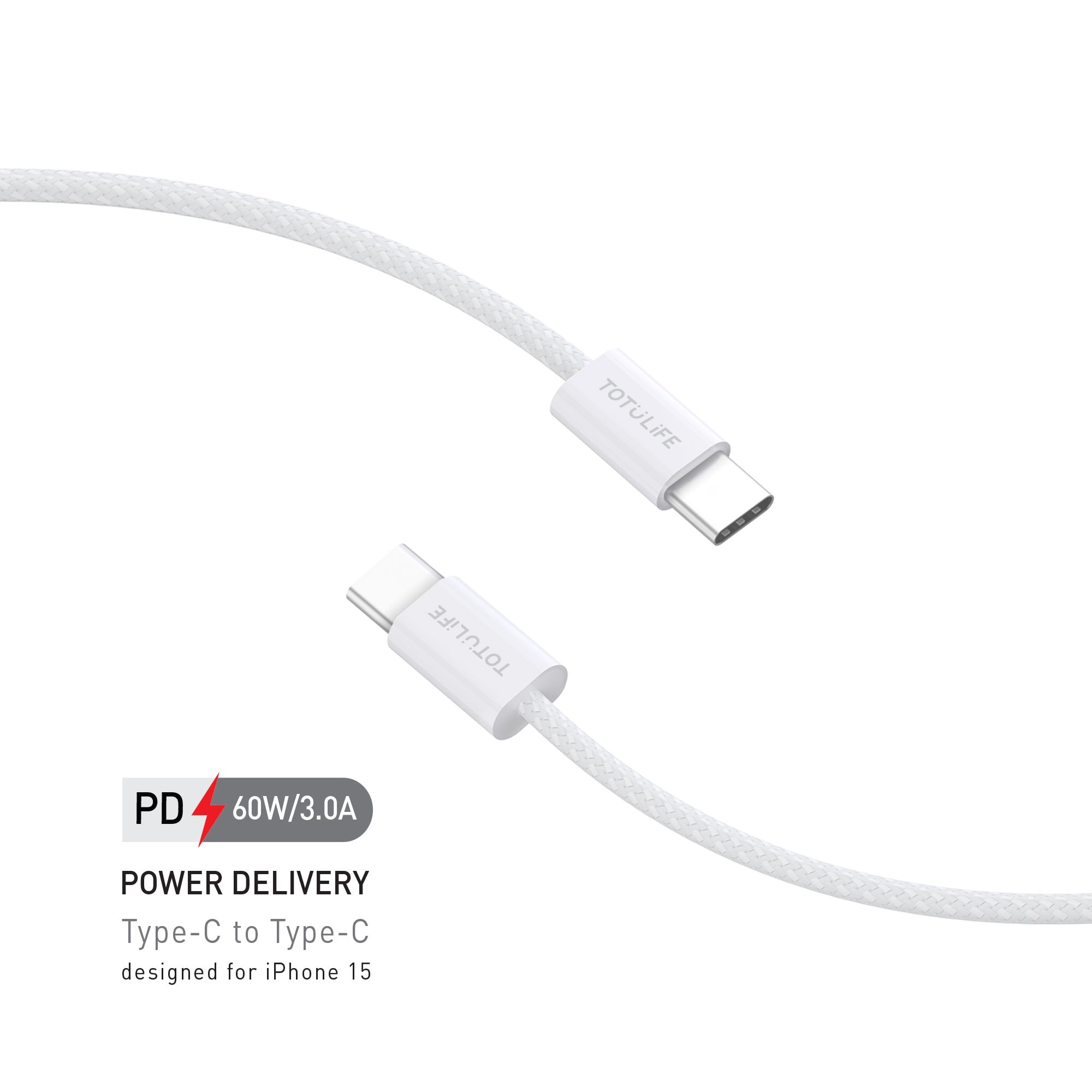 Buy Totulife Power Delivery Cable (Designed for iPhone15) Type-C 60W 2M ...