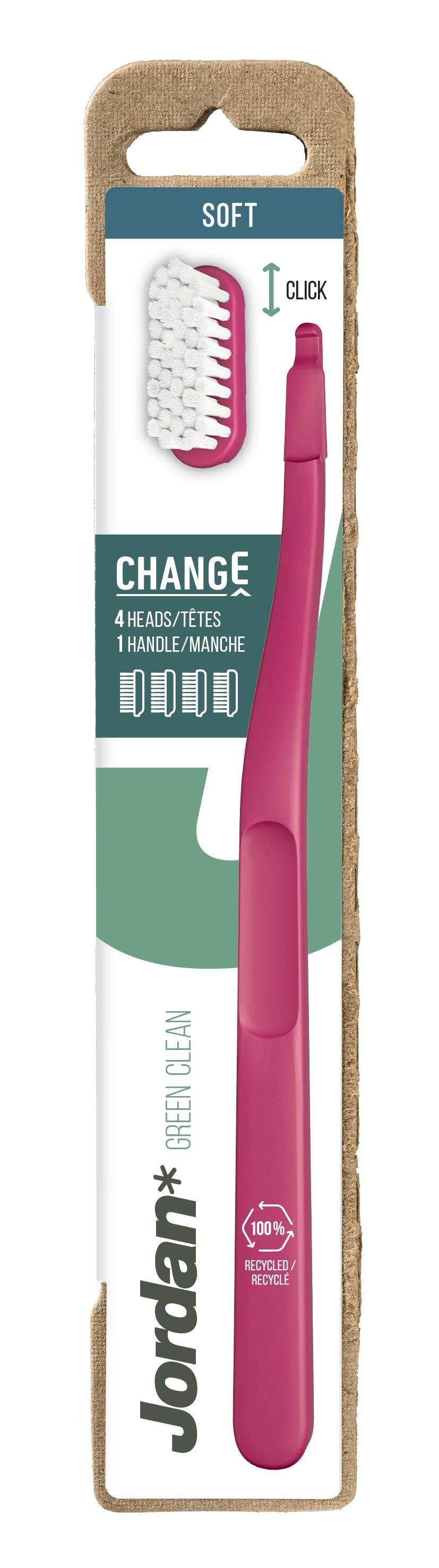 Buy Jordan Green Clean Change Soft Toothbrush Handle + 4 Heads Online ...