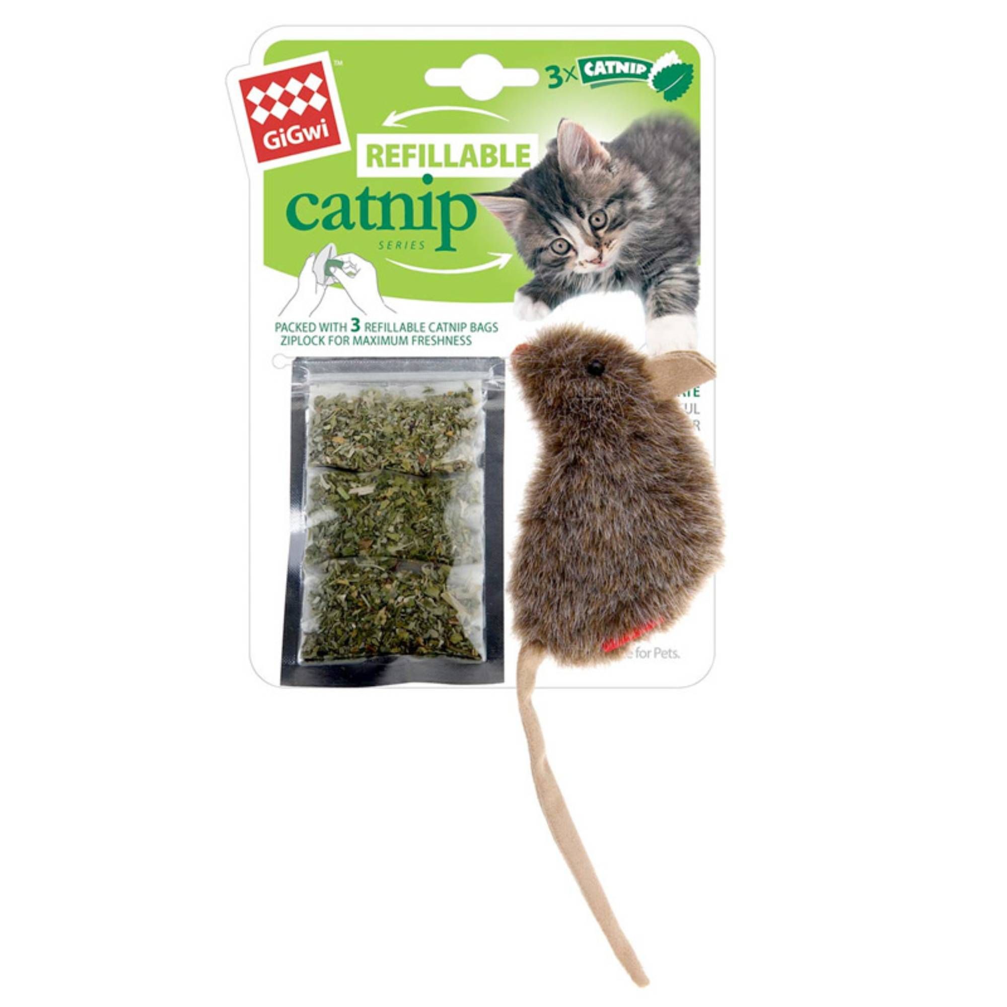 Buy Gigwi Mouse Refillable Catnip with 3 Catnip Teabags in Ziplock Bag ...