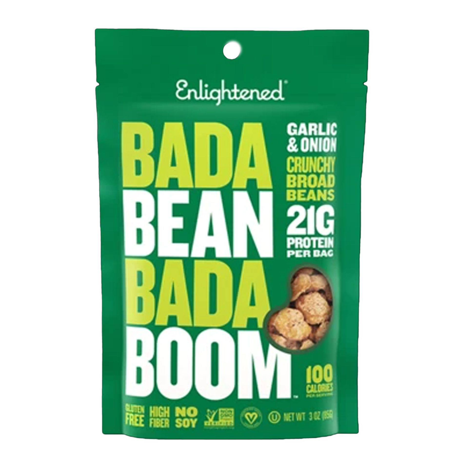 Buy Bada Bean Bada Boom Roasted Broad Bean Snacks, Garlic & Onion 85 g ...