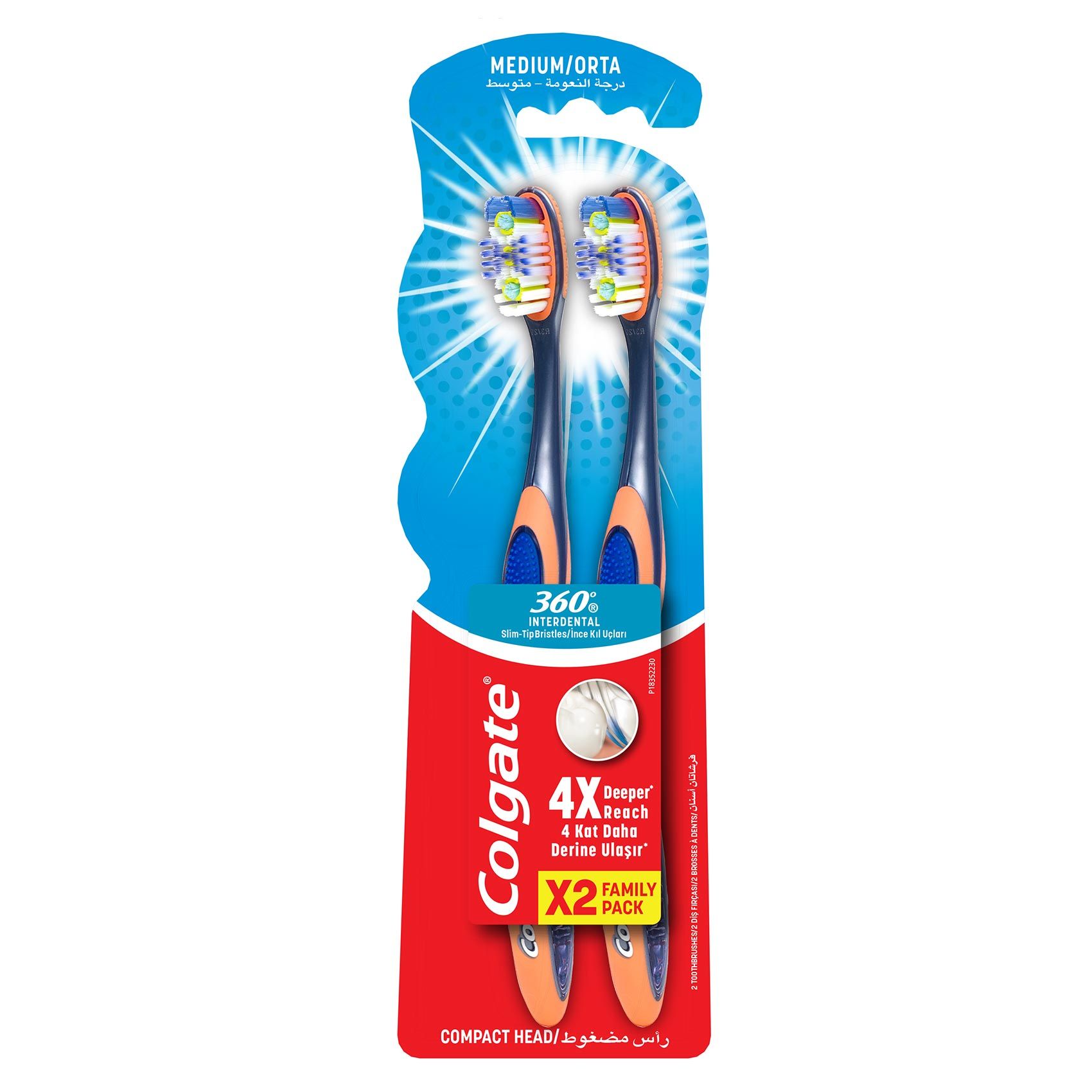 Buy Colgate 360 Interdental Medium Toothbrush 2 Pcs Online in Bahrain ...