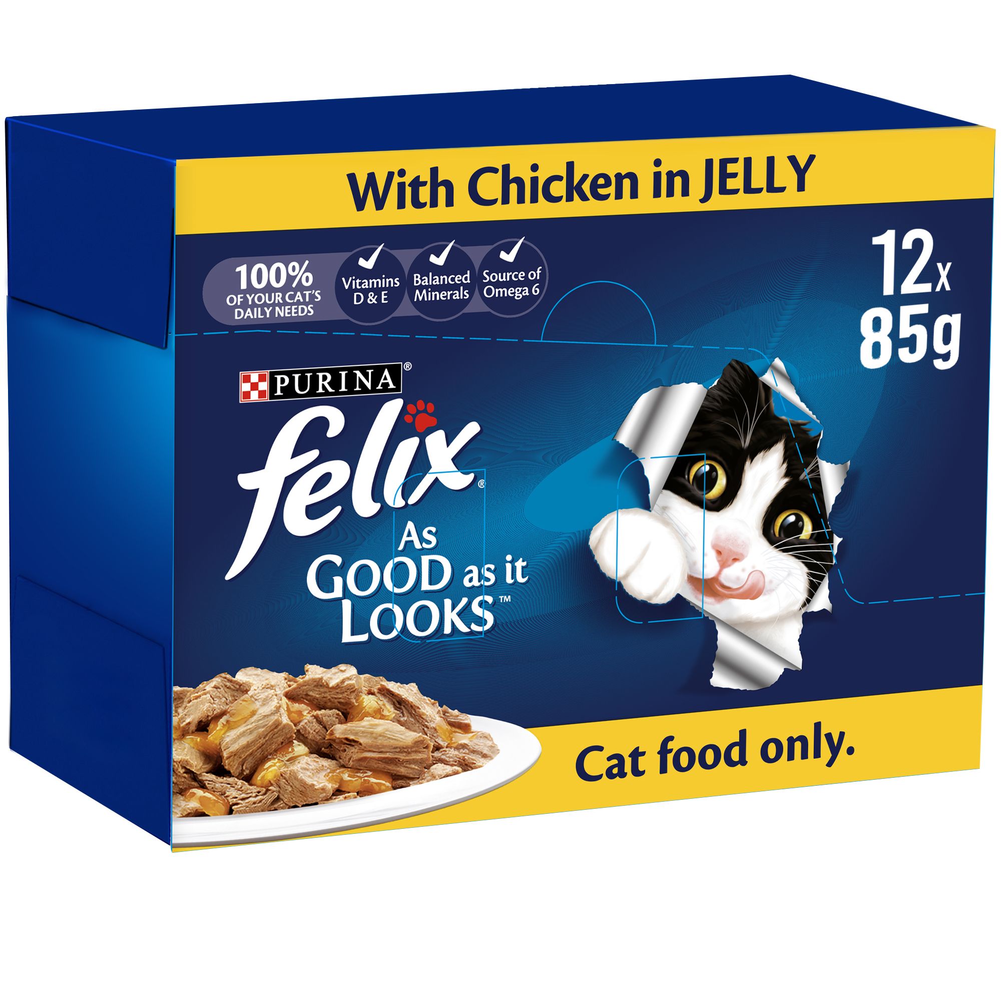 Buy Purina Felix Adult Cat Food with Chicken In Jelly, 12x85g Online in ...