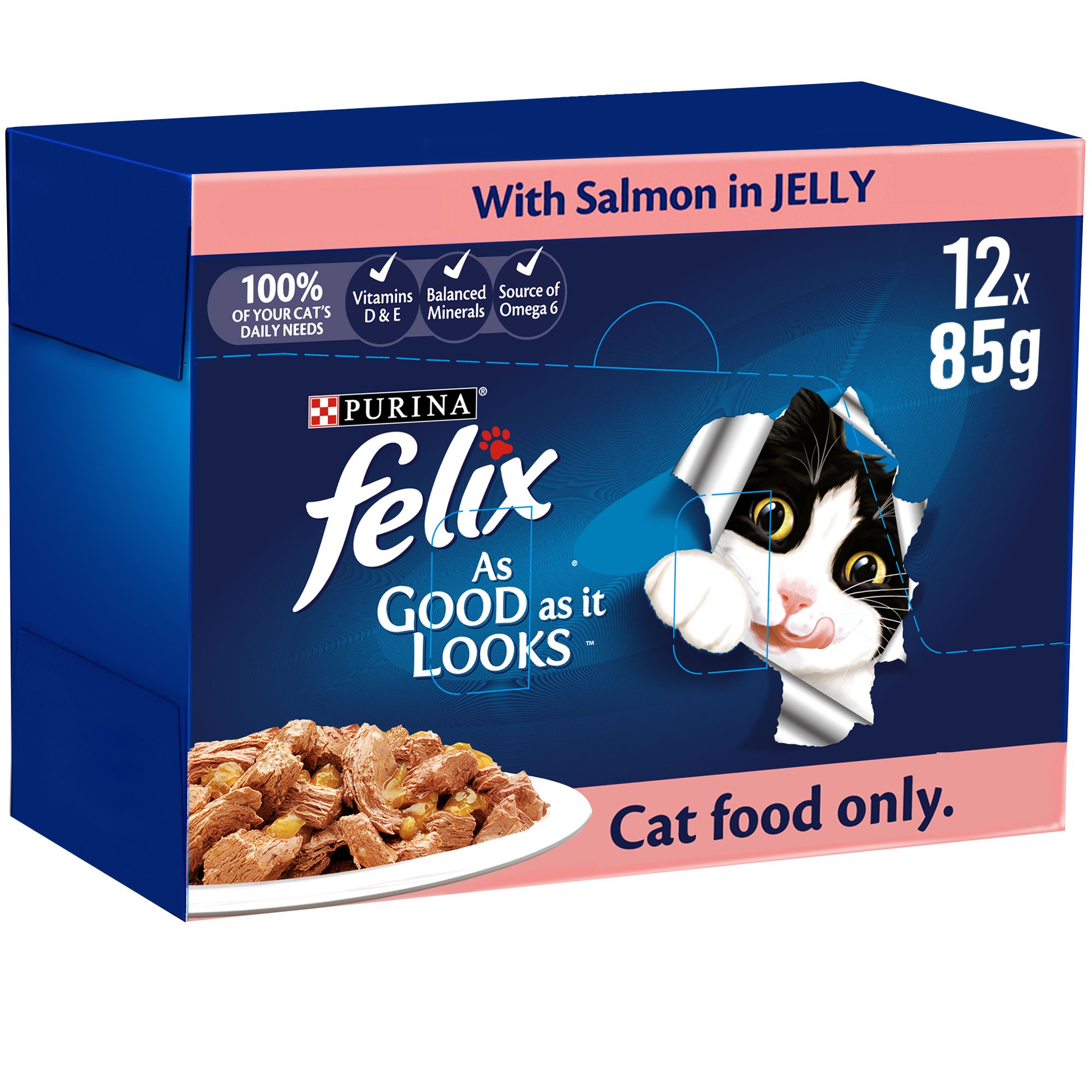 Buy Purina Felix Adult Cat Food with Salmon In Jelly, 12x85g Online in ...