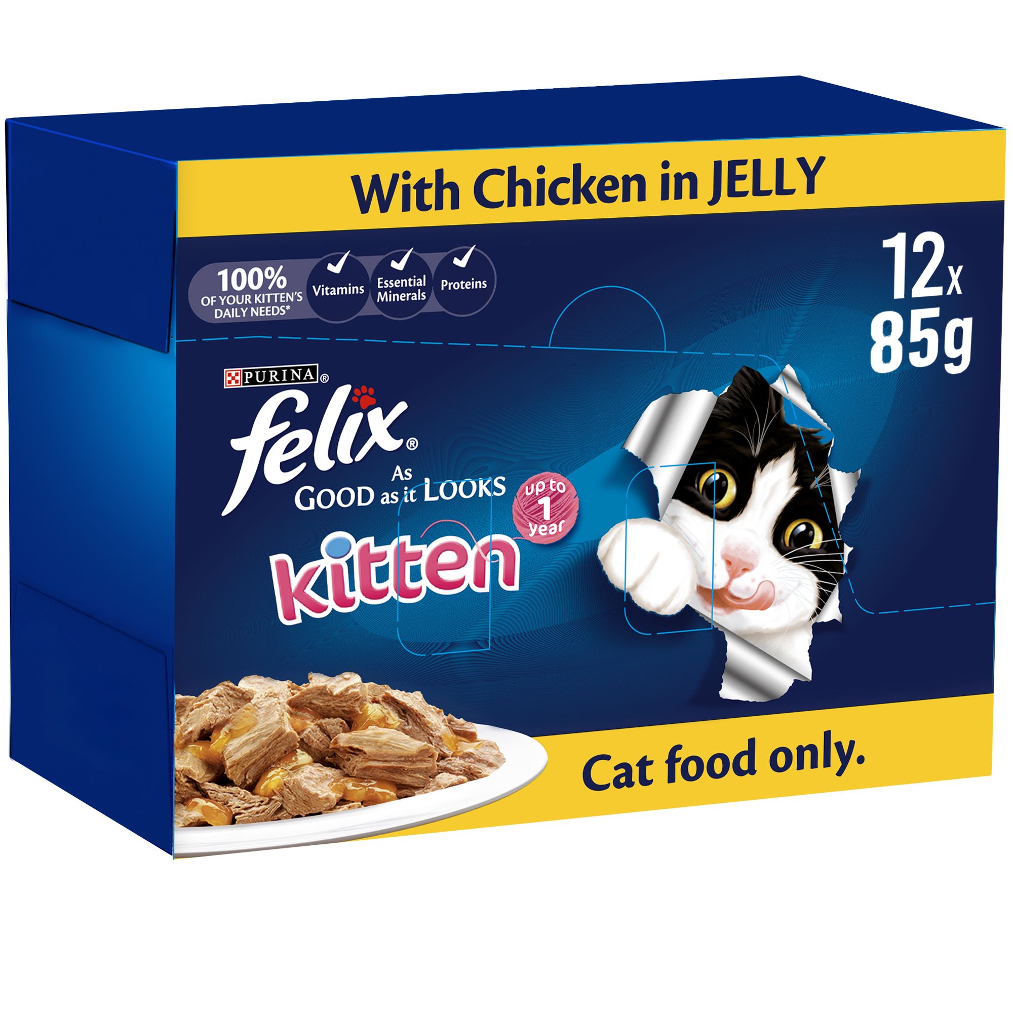 Buy Purina Felix Kitten Food with Chicken In Jelly, 12x85g Online in ...