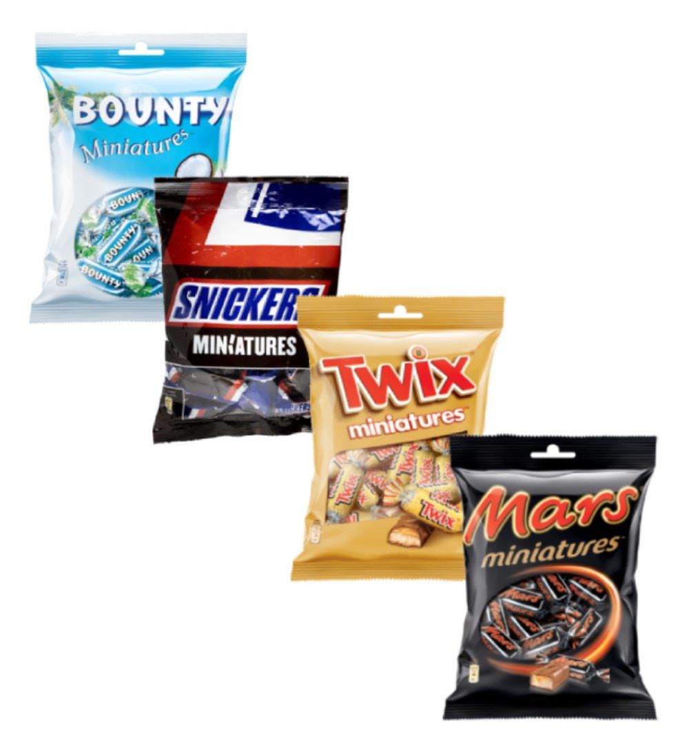 Buy Bounty + Mars + Snickers + Twix Assorted Miniatures Chocolate 150g ...