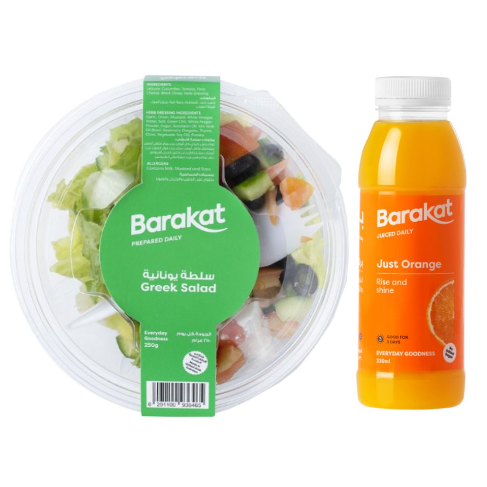 اشترِ Barakat Greek Salad 250 g & Barakat Orange Juice Fresh 330 ml ...