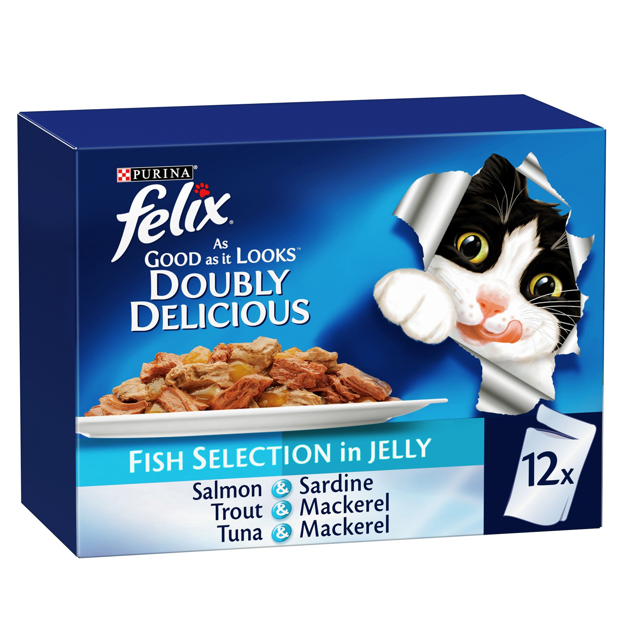 Buy Felix Doubly Delicious Fish Selection Adult Wet Cat Food, 12x85g ...