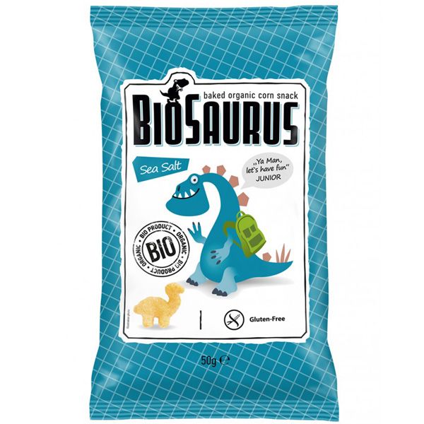 Buy Biosaurus Baked Organic Sea Salted Corn Snack, 50g Online in ...