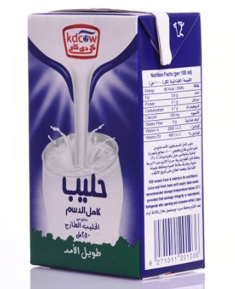 Buy KdCow Long Life Milk Full Cream 250 ml Online in Kuwait | Talabat ...