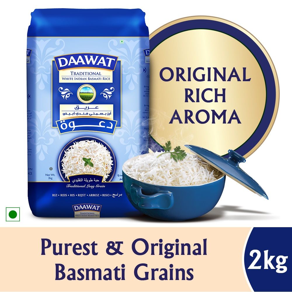 Buy Daawat Traditional White Indian Basmati Rice 2 kg Online in Kuwait ...