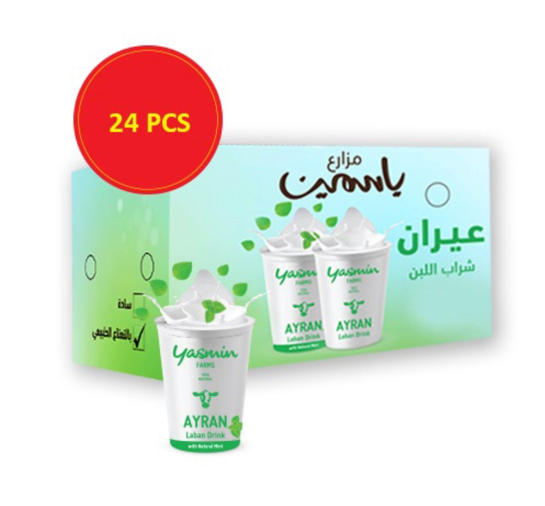 Buy Yasmin Farms Ayran Laban Drink Mint Cup 200ml X 24 Online in Kuwait ...