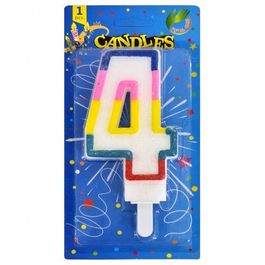 Buy Party Day Glitter Big Number Candle 4 With Holder Online in Kuwait ...