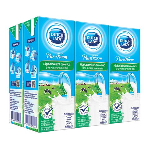 Dutch Lady Pure Farm High Calcium Less Fat Milk Beverage 225ml x 6 (The new and old packaging ...