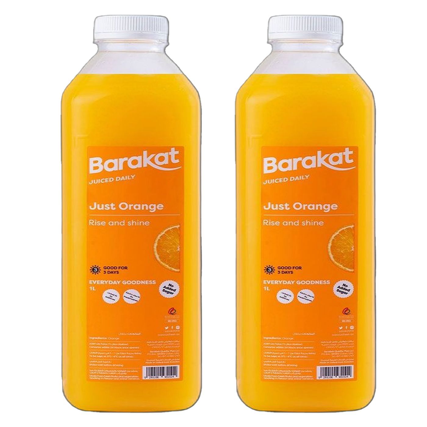 Buy Barakat Fresh Orange Juice, 1L x 2 Online in UAE | Talabat UAE