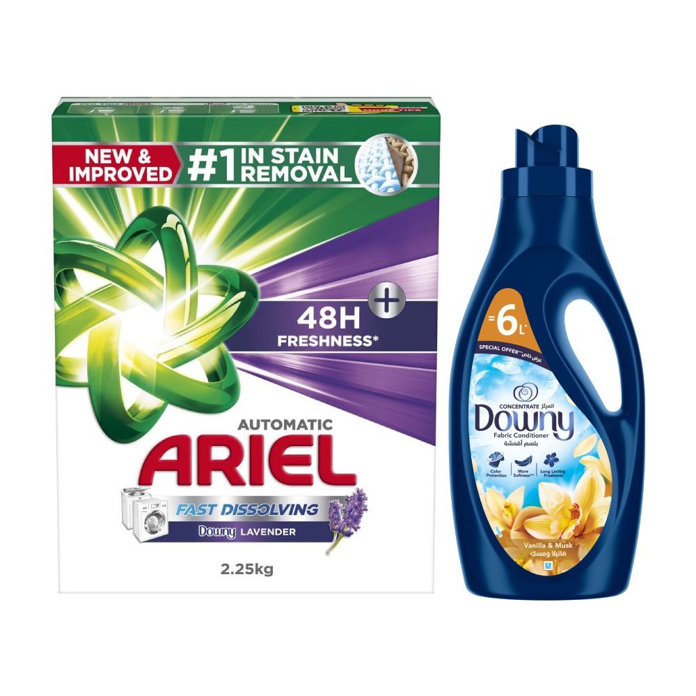 اشترِ Ariel Lavender Freshness Laundry Detergent Powder, 2.25kg + Downy ...