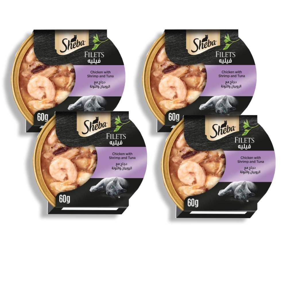 Buy Sheba Cig Filets Chicken Shrimp Tuna 60 g - Bundle of 4 Online in ...