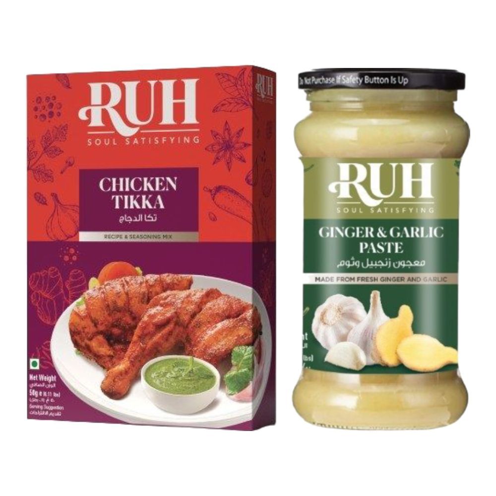 Buy Ruh Chicken Tikka 50 g + Ruh Ginger Garlic Paste 700 g Online in ...