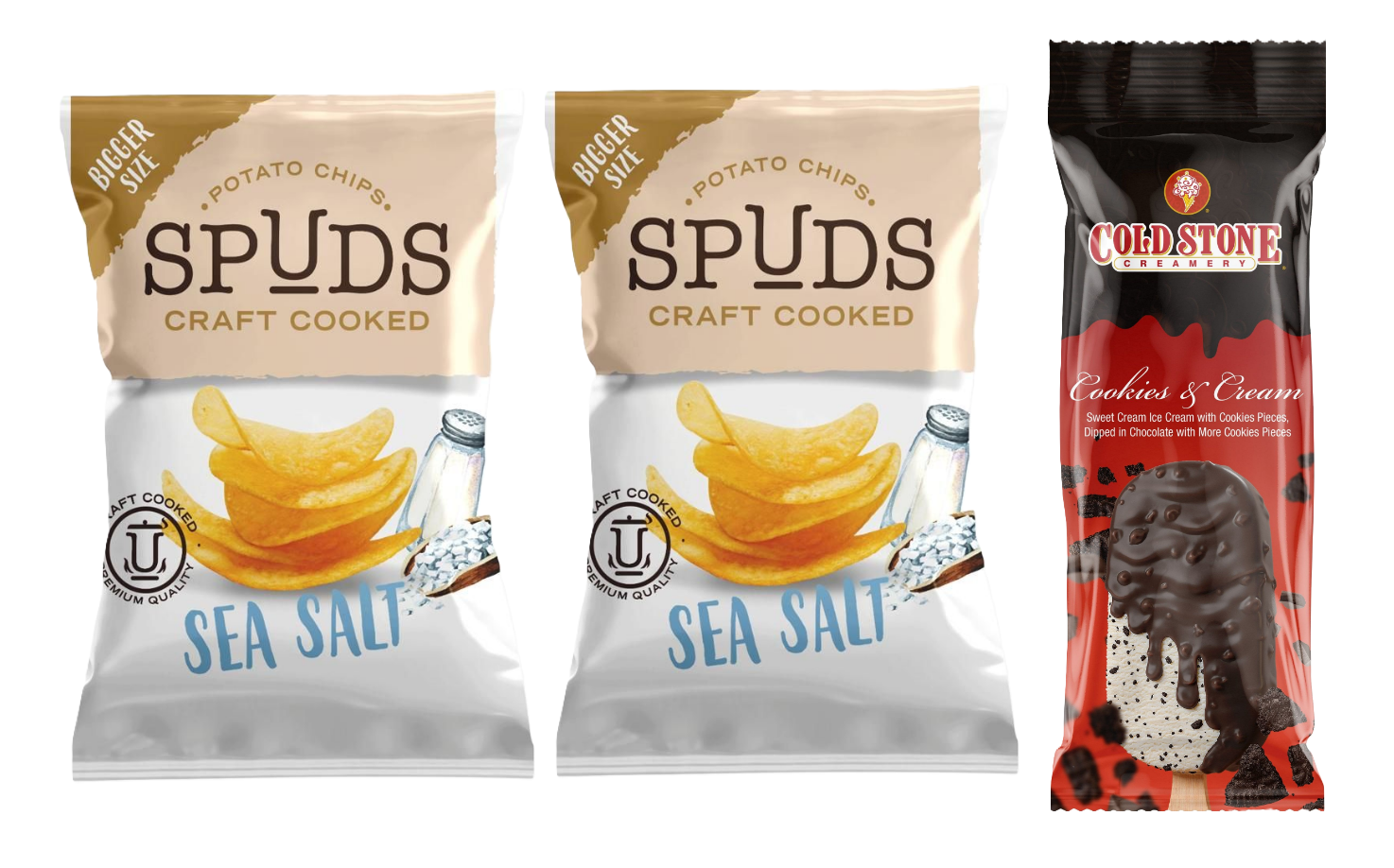 Buy Spuds Craft Cooked Sea Salt 66-76 Gm x2 + Cold Stone Chocolate ...
