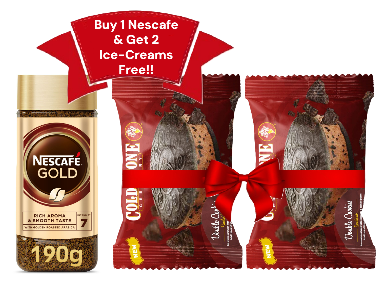 Buy Nescafe Gold Soluble Coffee, 190 Gm +2 Cold Stone Sandwich ...