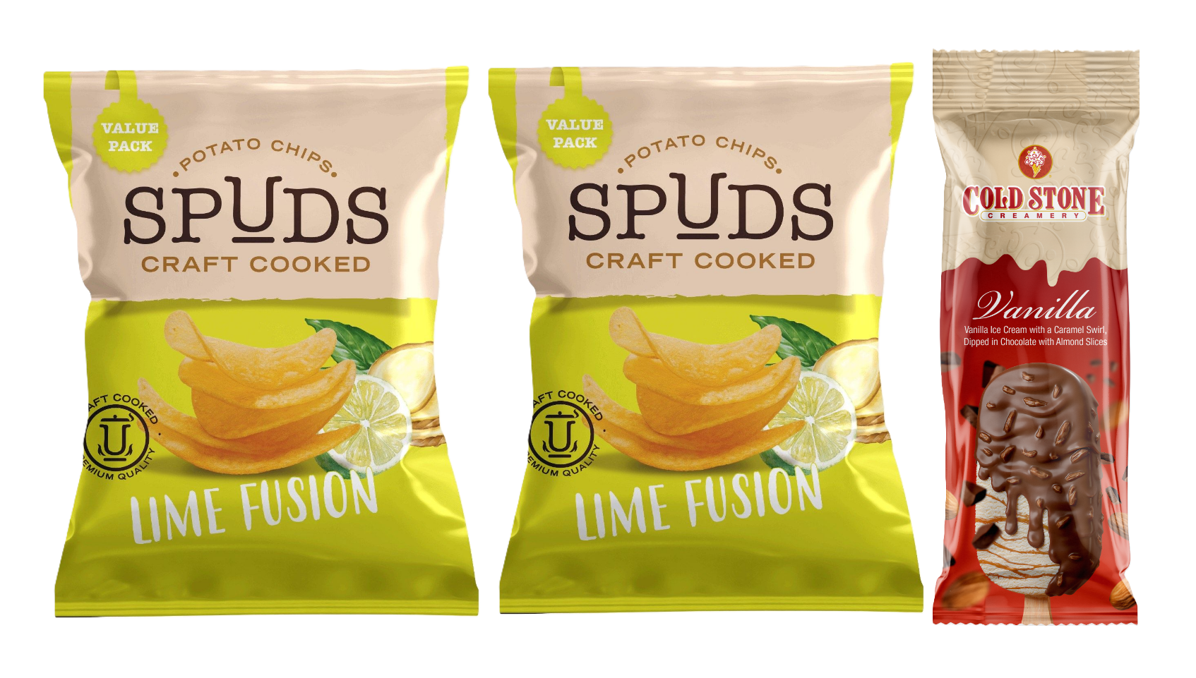 Buy Spuds Craft Cooked Lime Fusion 66-76 Gm x2 + Cold Stone Vanilla ...