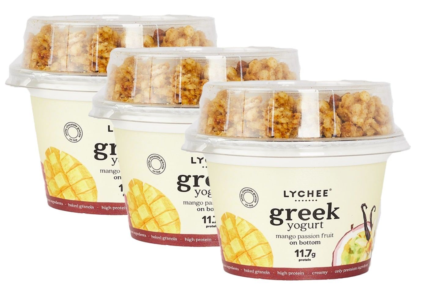 Buy Lychee Greek Yogurt Mango Passion fruit + Granola 180gm x3 Online ...