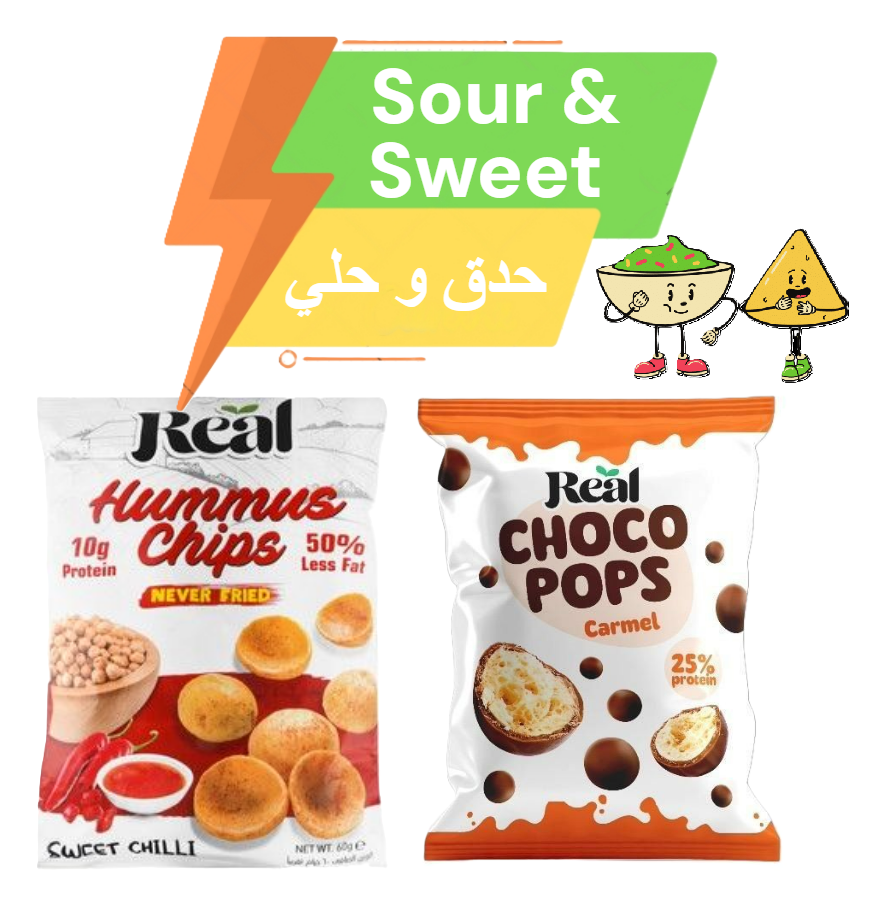 Buy Real Nutrition Hummus Protein Sweet Chilli 60Gm & Real Choco Pops ...