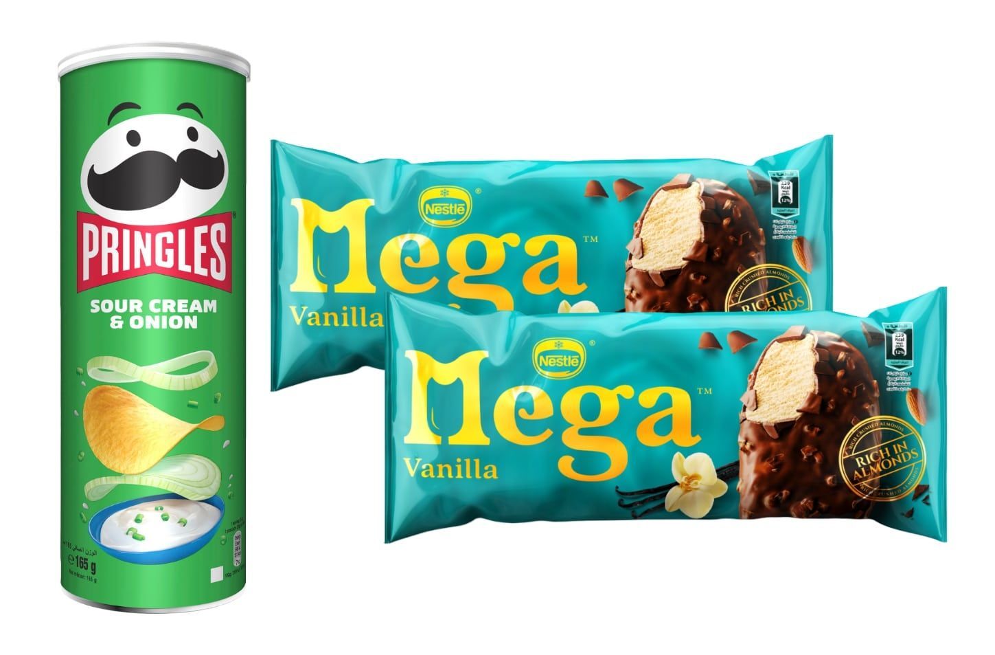 Buy Pringles Sour Cream & Onion Chips, 165g + Nestle Mega Vanilla Ice ...