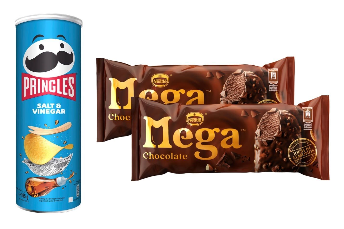 Buy Pringles Salt & Vinegar Chips, 165g + Nestle Mega Chocolate Ice ...