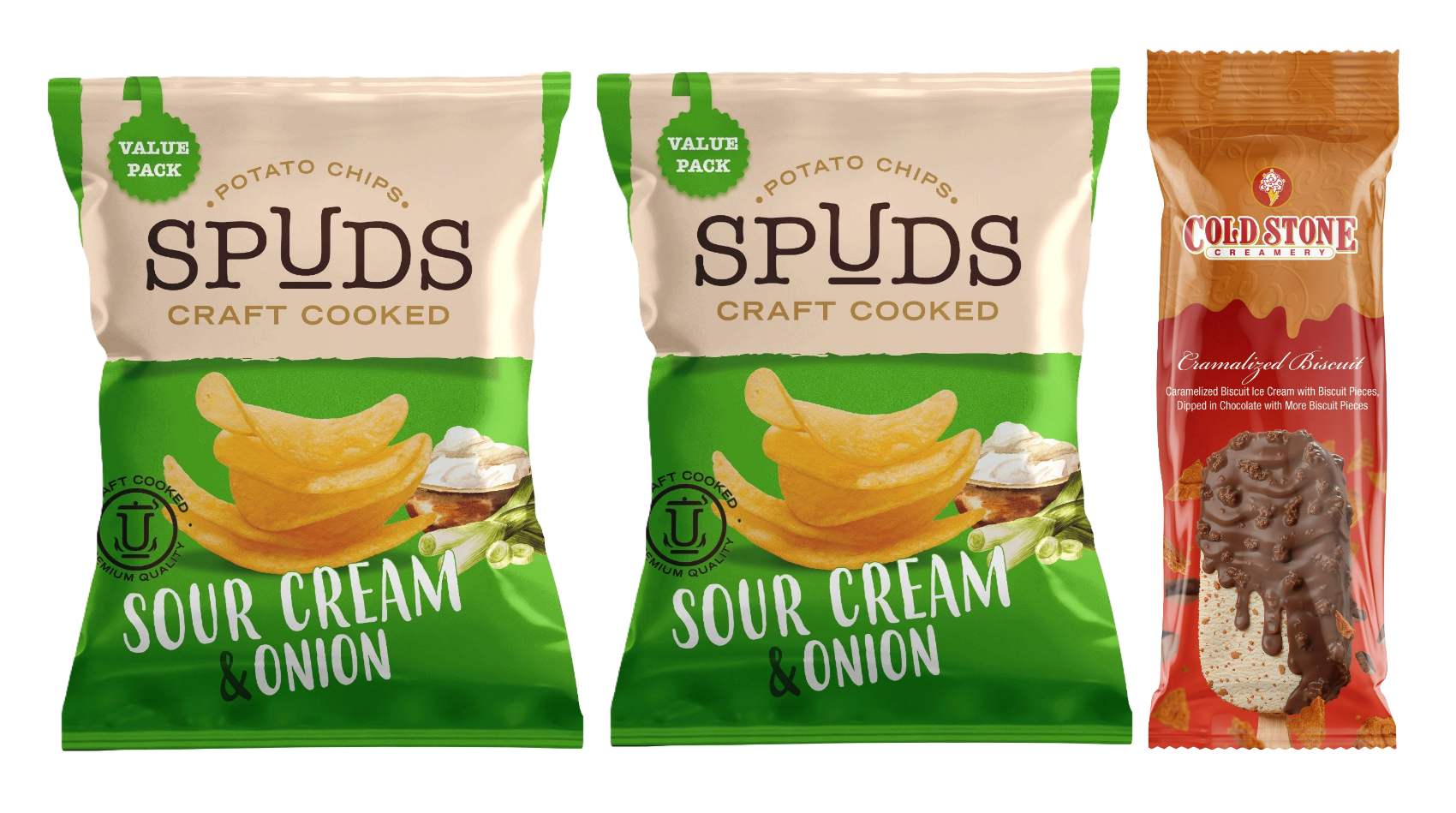 Buy Spuds Craft Cooked Sour Cream & Onion 66-76 Gm x2 + Cold Stone ...
