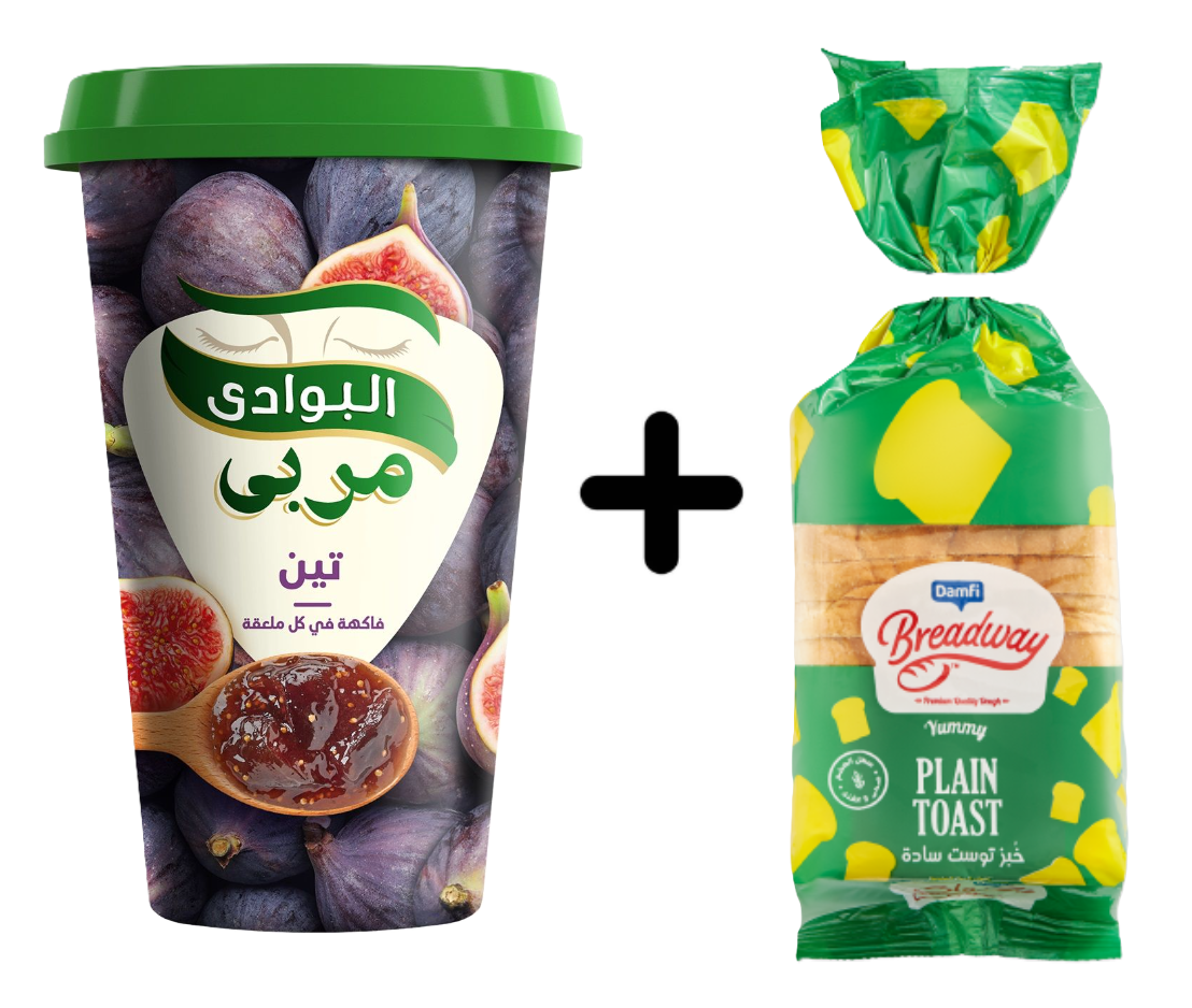 Buy Al Bawadi Fig Jam 365g + Breadway Small Plain Toast Bread 285 G ...
