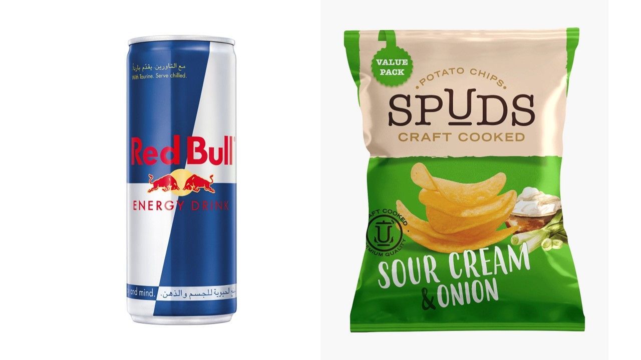 Buy Spuds Craft Cooked Sour Cream & Onion 66-76 Gm + Red Bull Energy ...