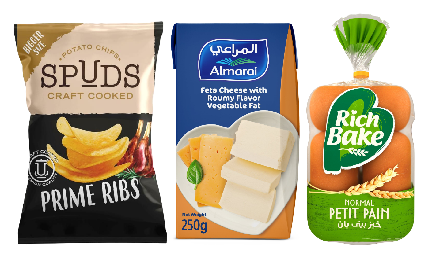 Buy Spuds Craft Cooked Prime Ribs 40-50 Gm + Almarai Cheddar Feta ...