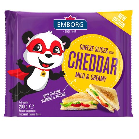 Emborg Panda Cheddar Processed Sliced Cheese (10 Pieces) 200g delivery ...