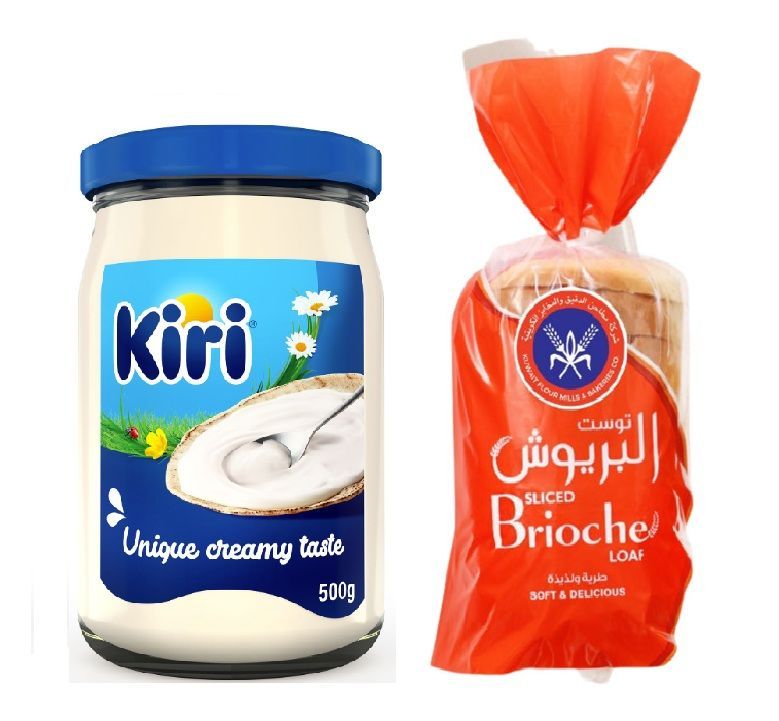 Buy Kiri Cream Cheese Spread Jar, 500g + KFM Brioche Sliced Toast Bread ...
