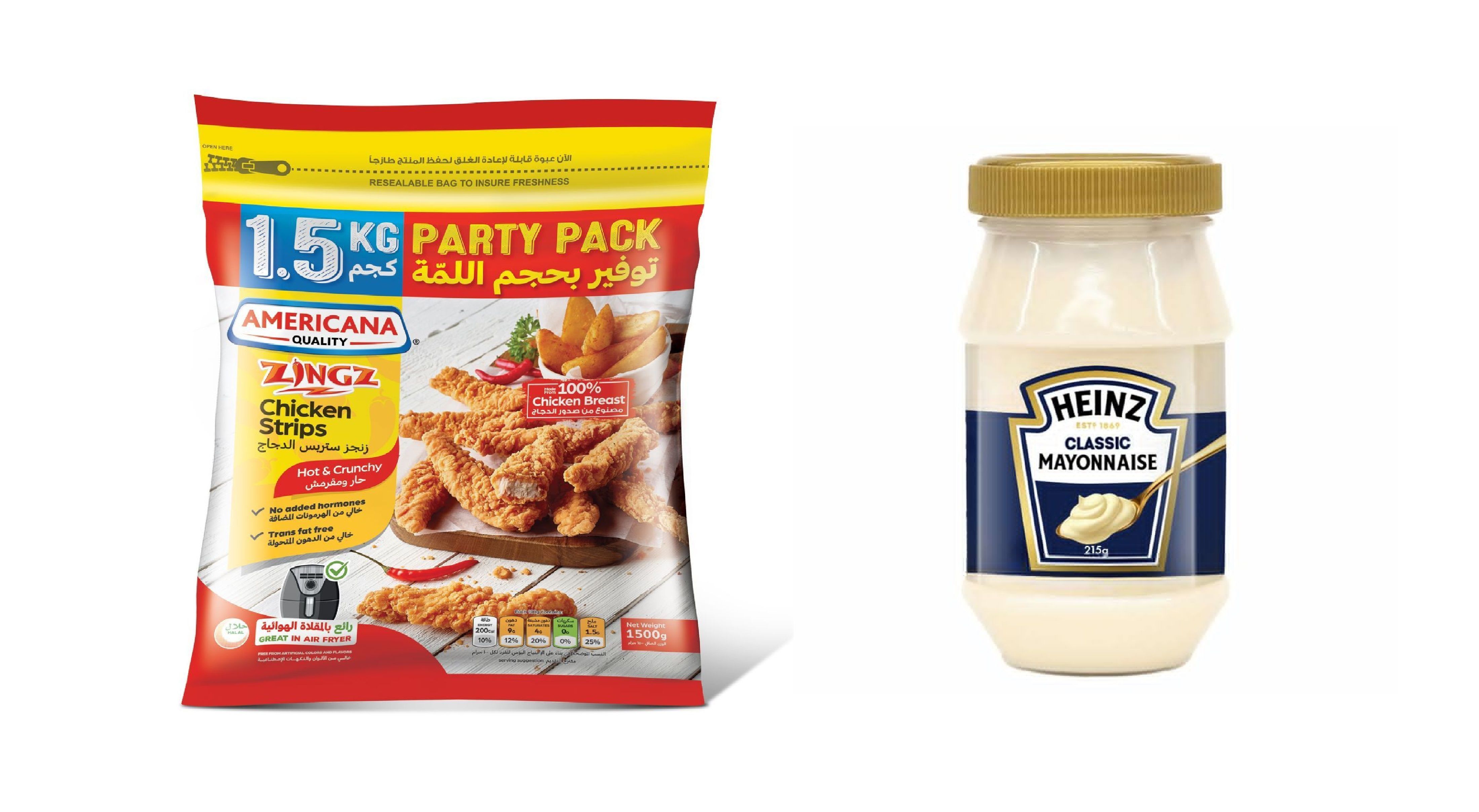 Buy "Americana Zingz Hot And Crunchy Frozen Chicken Strips 750g + Heinz ...