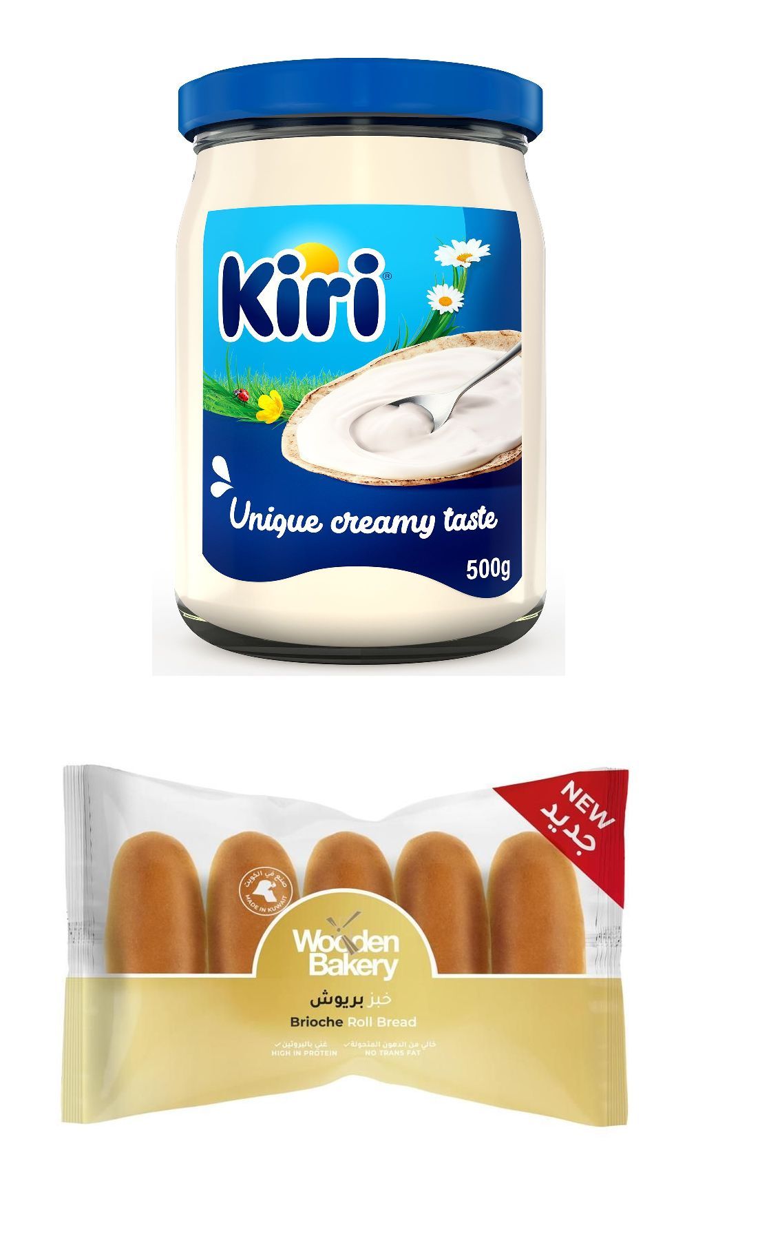 Buy Kiri Cream Cheese Spread Jar, 500g + WoodenBakery Brioche Milk Roll ...