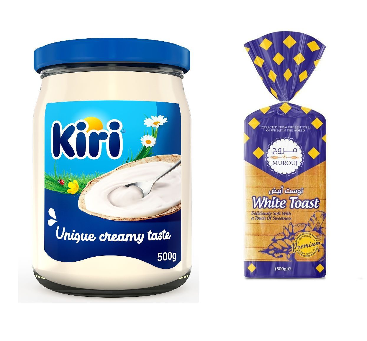 Buy Kiri Cream Cheese Spread Jar, 500g + Murouj White Toast Deliciously ...