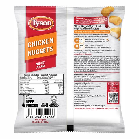 Tyson Chicken Nuggets 500g delivery near you | foodpanda Malaysia