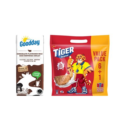 Goodday UHT Milk Chocolate 1L + Tiger Plain Sweet Original Biscuits ...