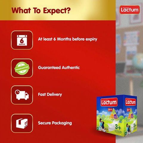 Lactum 3+ Plain 1500G Powdered Milk Drink for Kids Over 3 up to 5 Years ...